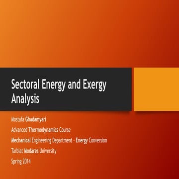 Energy and Exergy Analysis of a Country Sectors - Advanced ...