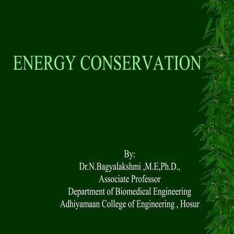 Energy Conservation concepts and its importance | PPT