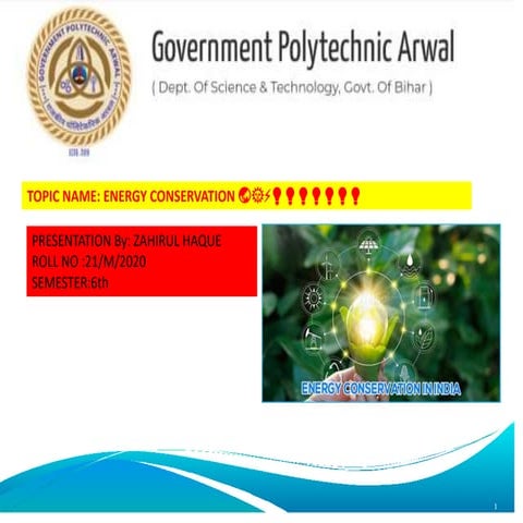 ENERGY CONSERVATION PPT by ee-63 | PPTX