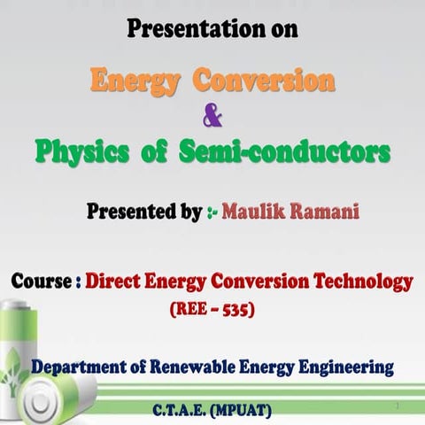 Energy conversion & physics of semiconductors | PDF