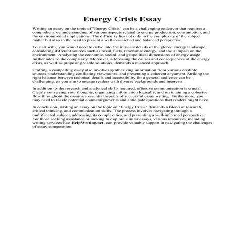Energy Crisis Essay | PDF
