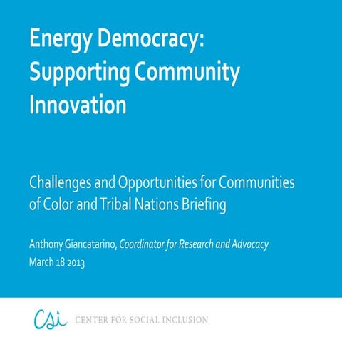 Energy democracy - Supporting Community Innovation - web | PPT