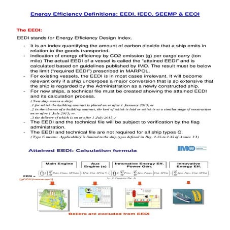 Energy Efficiency Definitions: EEDI, SEEMP and EEOI | PDF