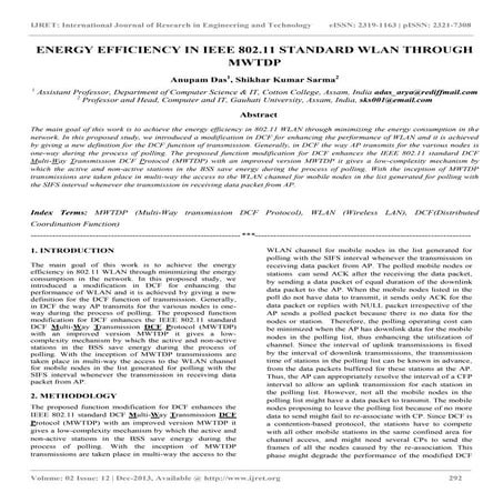 Energy efficiency in ieee 802.11 standard wlan through mwtdp | PDF | Computer Networking | Computing