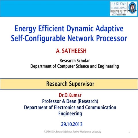 Energy Efficient Dynamic Adaptive Self Configurable Network Processor Pdf Computer