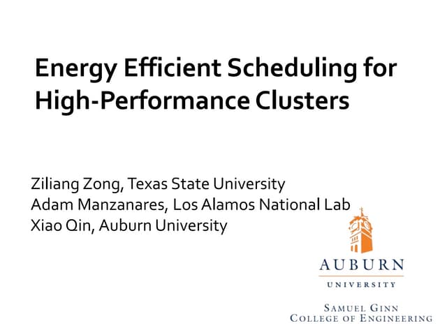 Energy efficient resource management for high-performance clusters | PPT Energy efficient resource management for high-performance clusters | PPT