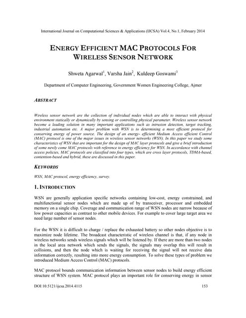 Energy Efficient Mac Protocols For Wireless Sensor Network Pdf