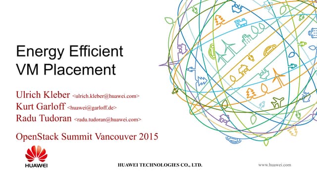 Energy Efficient Vm Placement Openstack Summit Vancouver May 2015 Ppt