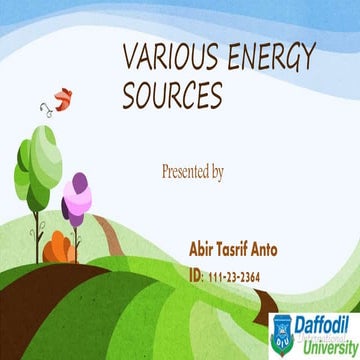 Various types of energy sources | PPT