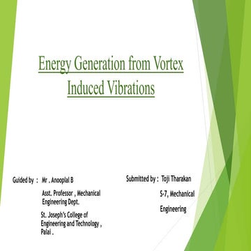 Energy generation from vortex induced vibrations | PPTX