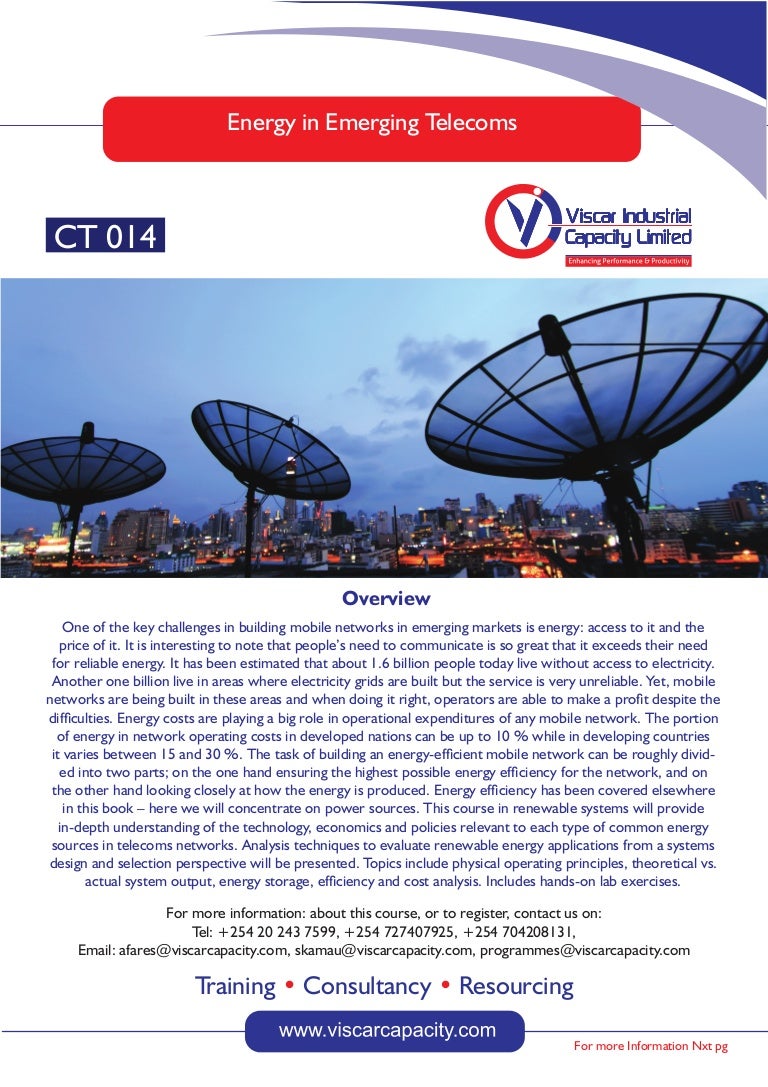 Energy in emerging telecoms telecommunications
