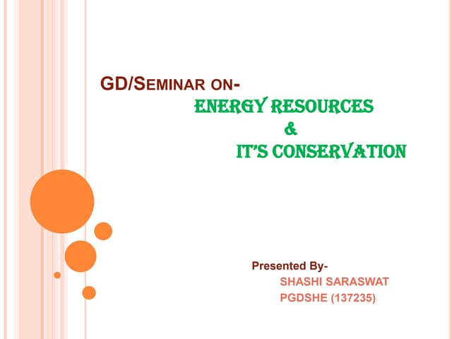 Project on Energy Conservation | PDF