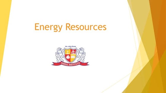 Renewable and non renewable resources | PPTX | Power and Energy ...