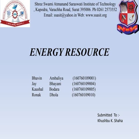 Energy resourse 16076010900.. | PPT