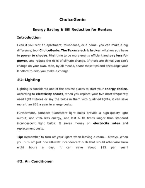 10 Simple Energy Saving Tips Ppt