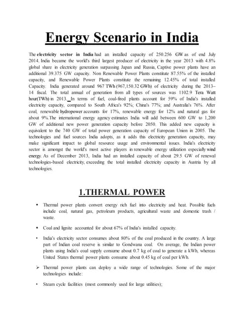 Energy scenario | PPT