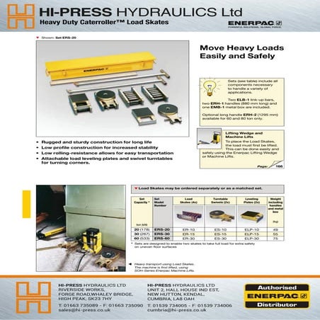 Enerpac er-series-heavy-duty-caterroller-load-skates | PDF