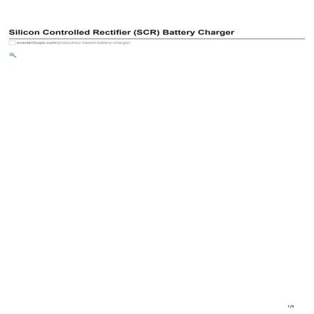 Silicon Controlled Rectifier (SCR) Battery Charger - Enertech UPS | PDF