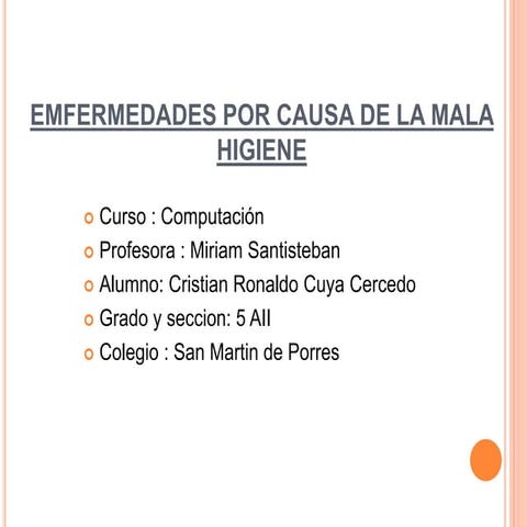 Enfermedades causadas por falta de higiene personal | PPTX