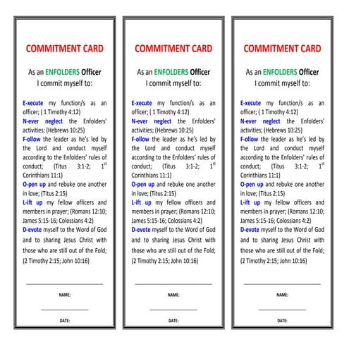 Enfolders' commitment card | PDF