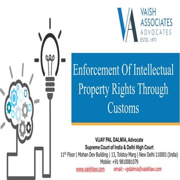 Enforcement Of Intellectual Property Rights Through Customs | PPTX