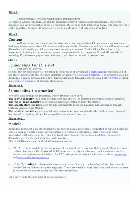 3D Modeling Techniques : Types and Specific Applications | PPTX | 3-D Graphics | Computer ...