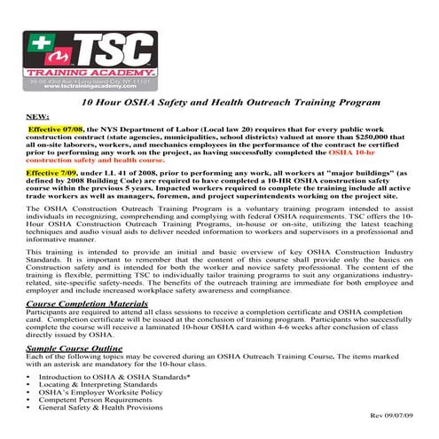 10-Hr OSHA Registration Form | PDF