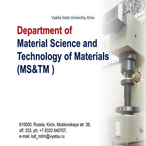 Material Science and Technology of Materials | PDF