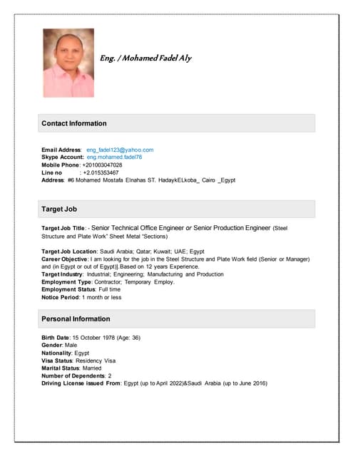 Cv talbi abdelkrim 2018 anglais | PDF | Civil Engineering Industry ...