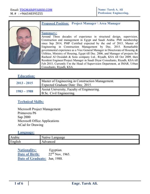 Sayed CV | PDF | Civil Engineering Industry | Industries