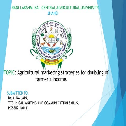 Agricultural marketing statergies for doubling of farmers income | PPTX