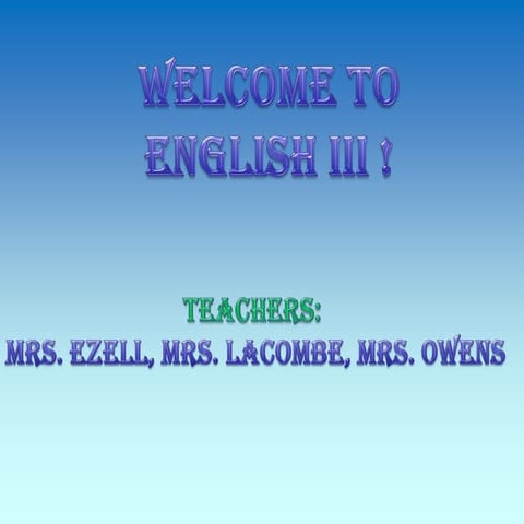 Eng. III welcome presentation | PPT