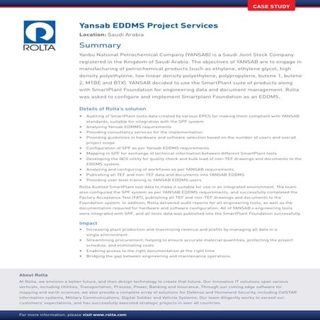 Rolta SmartPlant for YANSAB Project Services | PDF