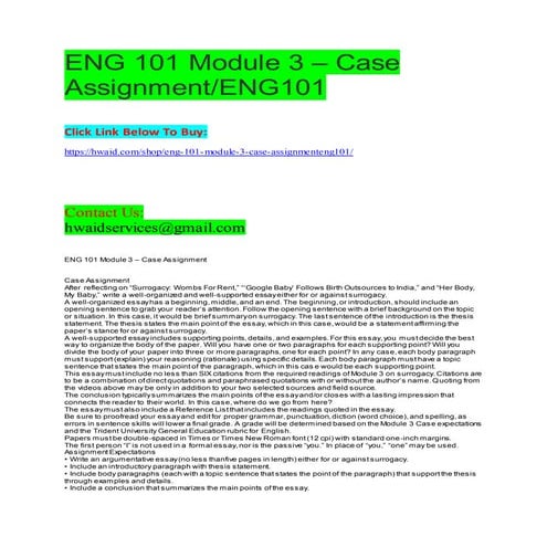 Eng 101 module 3 – case assignment eng101 | PDF