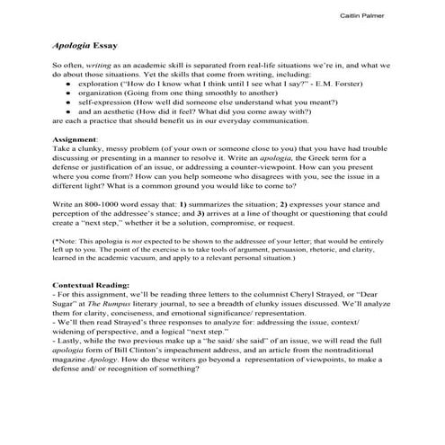 Apologia Essay | PDF
