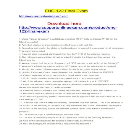 Eng 122 final exam | DOCX