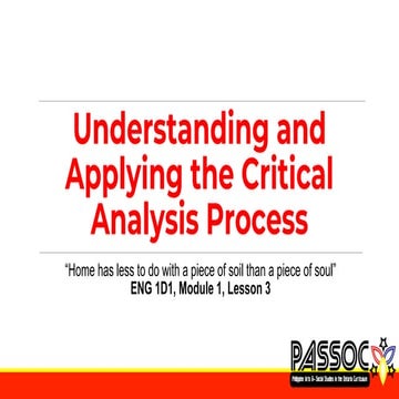 ENG 1D1_ the critical analysis process | PPT