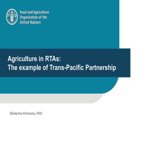 Agriculture in RTAs: The example of Trans-Pacific Partnership | PDF ...