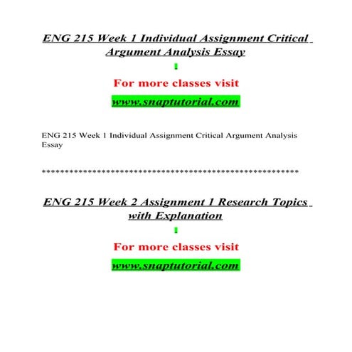 Eng 215 Enthusiastic Study / snaptutorial.com