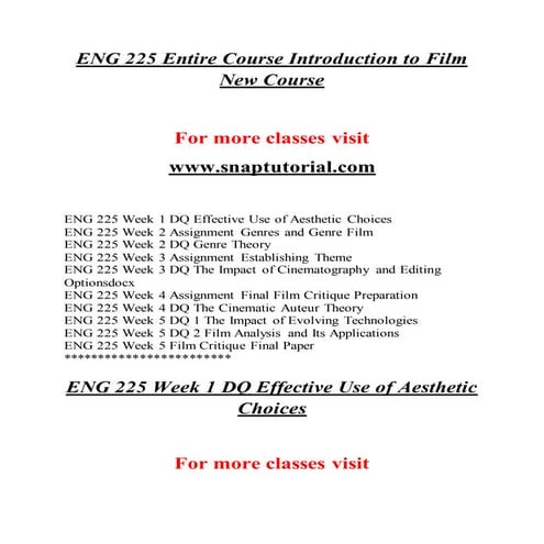 ENG 225 Education Specialist / snaptutorial.com | DOCX