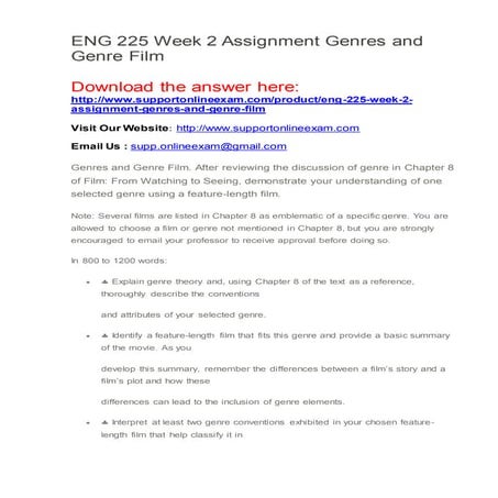 Eng 225 week 2 assignment genres and genre film | PDF