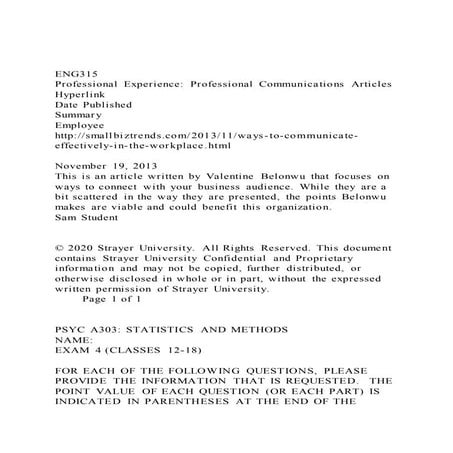 Eng315 professional experience professional communications art | DOCX