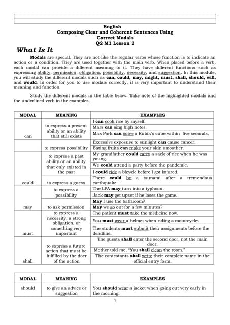 Grammar modal verbs i | PDF | Fitness and Exercise | Healthy Living