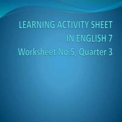 LAS English Grade 7 Quarter 3 Lesson 5 pptx | PPTX