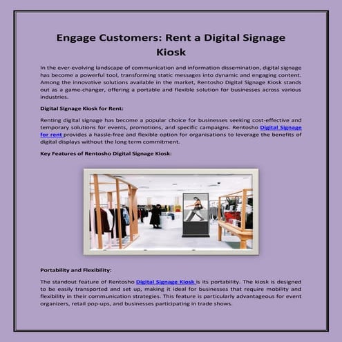 Engage Customers: Rent a Digital Signage Kiosk | PDF