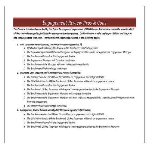 Engagement Review Pros And Cons Final | DOCX