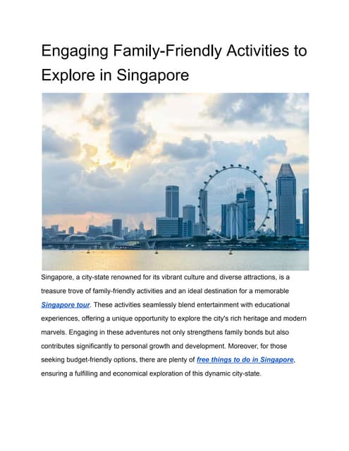Singapore Tourist Guide 2025 for Beginner | PDF