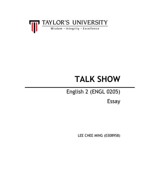 Talk show example and structure | DOCX | Talk Show | Genres