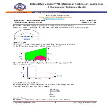 Engineering Mechanics Questions. | DOCX