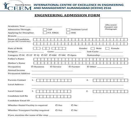 ENGG Admission Form.doc